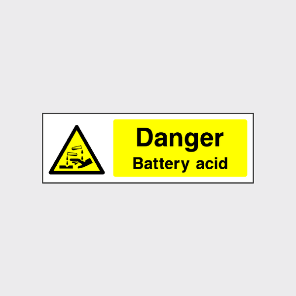 Danger Battery Acid Warning Sign | Prevent Acid Hazards
