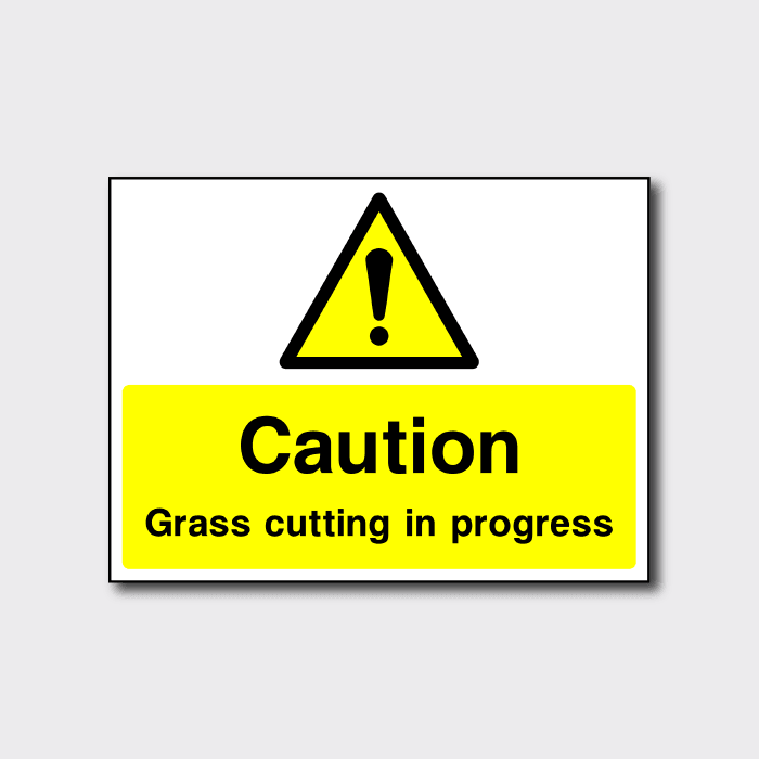 Caution Grass Cutting in Progress Sign | Safety Notice