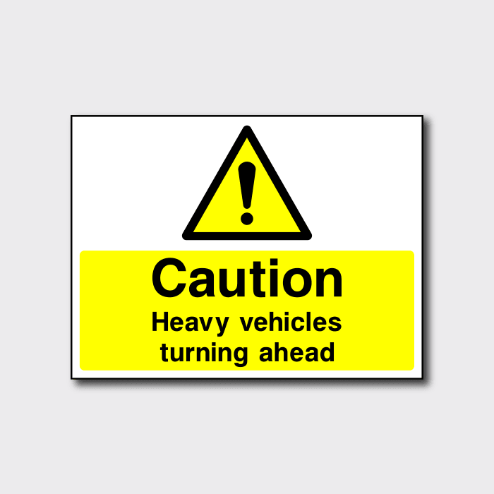 Caution Heavy Vehicles Turning Ahead Sign | Road Safety Notice