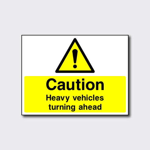 Caution Heavy Vehicles Turning Ahead Sign - The Safety Sign