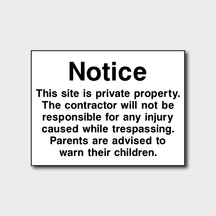 Notice This Site is Private Property Sign - The Safety Sign