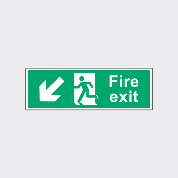 Fire Exit Left Down Arrow Sign | Clear Emergency Direction