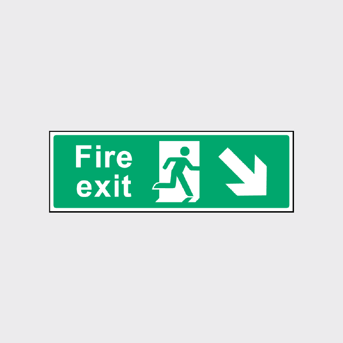 Fire Exit Right Down Arrow Sign | Essential Safety Signage