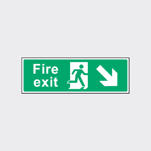 Fire Exit Right Down Arrow Sign | Essential Safety Signage