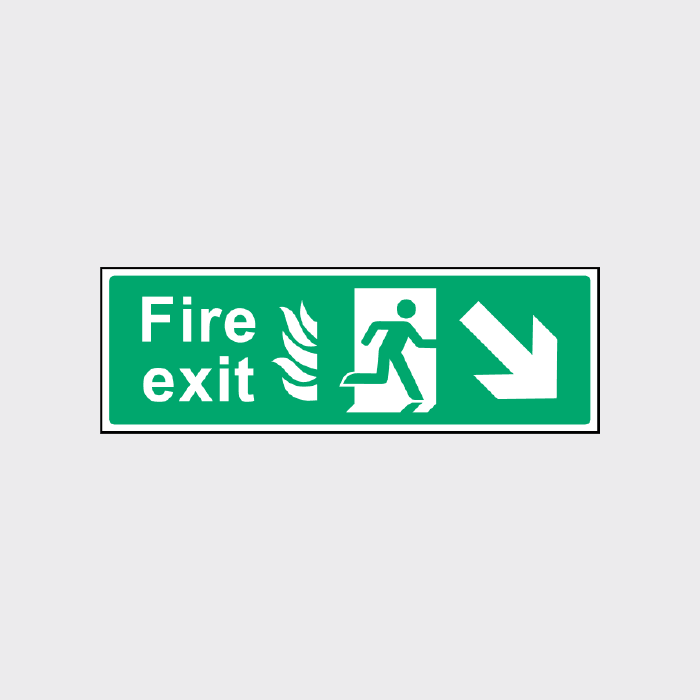 Fire Exit Down Right Arrow Sign | High-Visibility Safety Sign