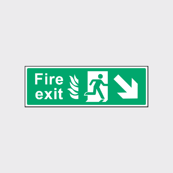 Fire Exit Down Right Arrow Sign | High-Visibility Safety Sign