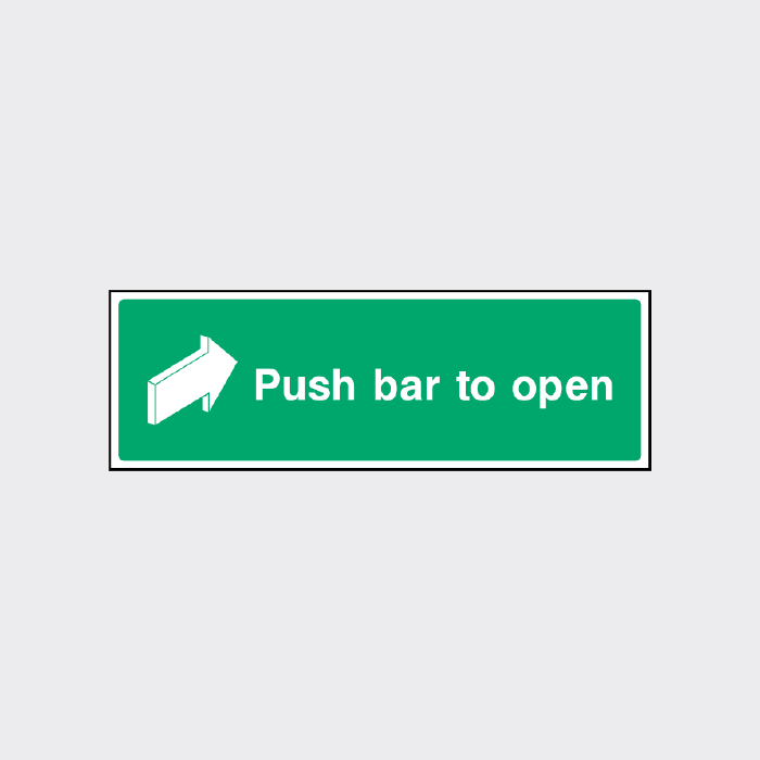 Push Bar to Open Right Arrow Fire Exit Sign | Clear Emergency Guidance