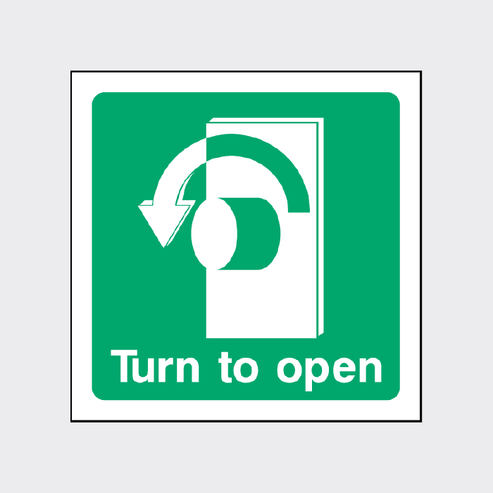 Turn to Open Anti Clockwise Fire Escape Sign | Clear Exit Instructions