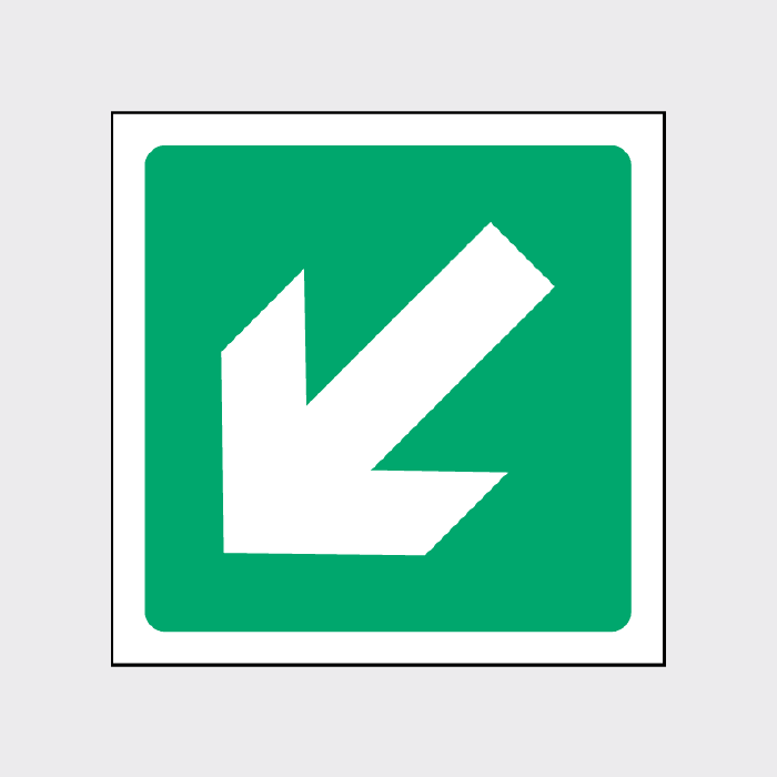 Emergency Escape Down Left Arrow Sign | Clear Exit Direction
