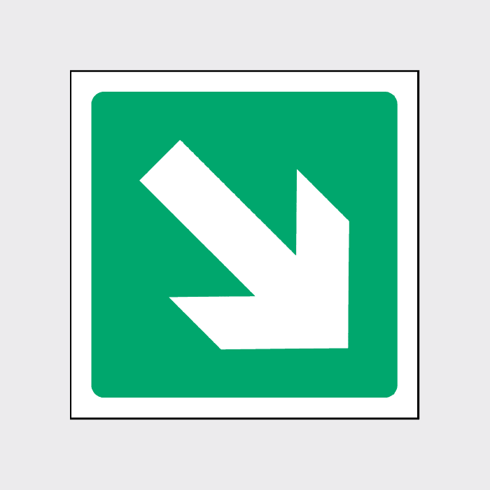 Emergency Escape Down Right Arrow Sign | Clear Exit Guidance