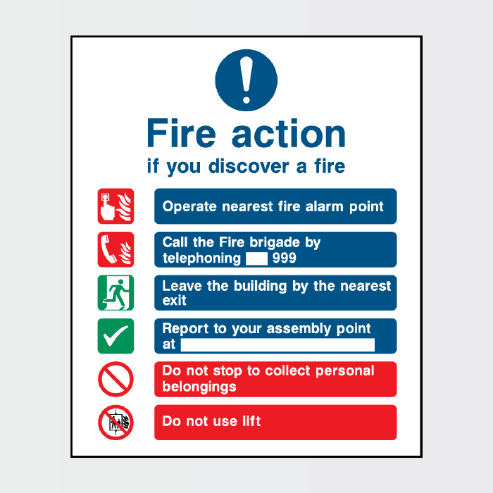 Fire Action If You Discover a Fire 6 Point Call 999 Sign - The Safety Sign