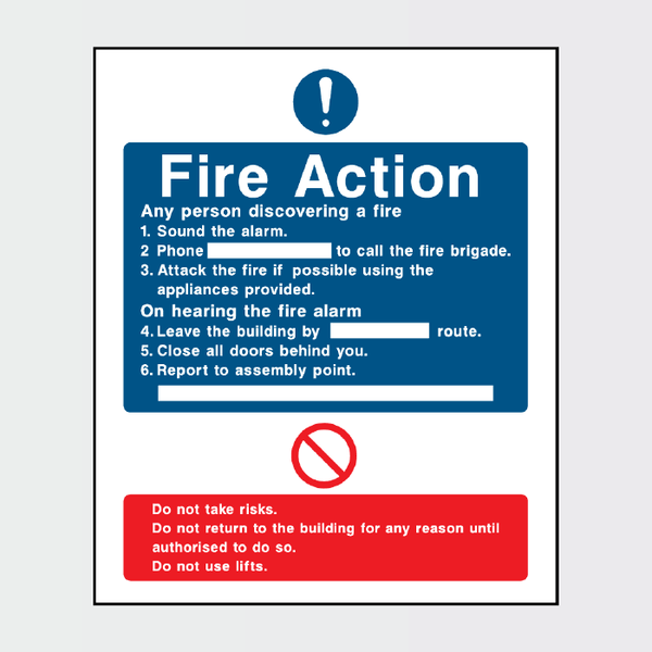 Fire Action Any person discovering a fire sign - The Safety Sign Shop