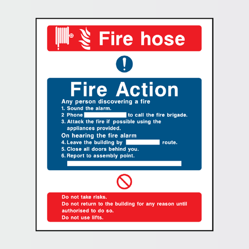 Fire Action Fire Hose sign - The Safety Sign Shop