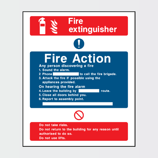 Fire Action Fire Extinguisher Sign - The Safety Sign Shop