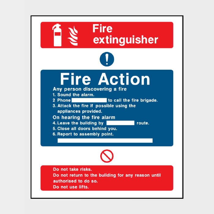 Fire Action Fire Extinguisher Sign - The Safety Sign