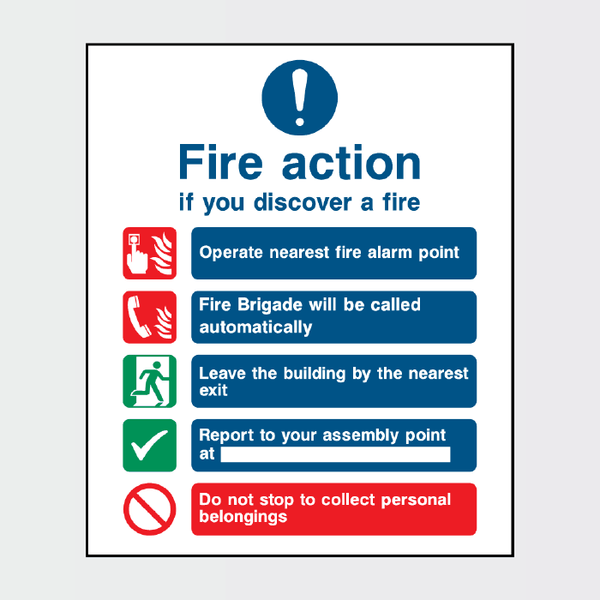 Fire Action If you discover fire 6 point sign - The Safety Sign