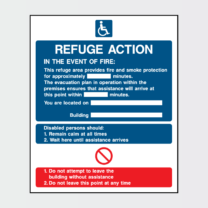 Fire Action Disabled Refuge Action sign - The Safety Sign Shop
