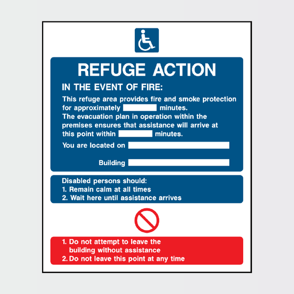 Fire Action Disabled Refuge Action sign - The Safety Sign Shop
