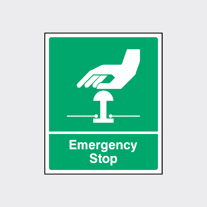 Green Emergency Stop Button Sign - FAID0050 – The Safety Sign Shop