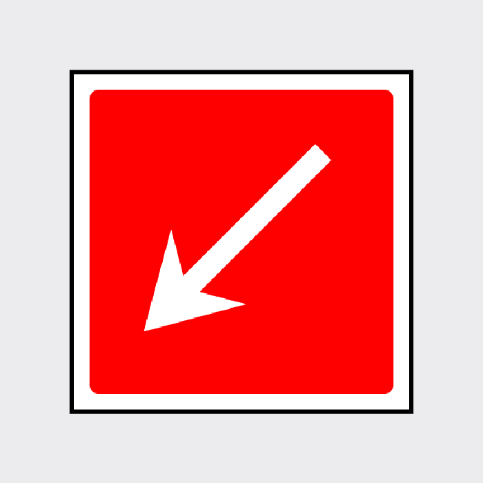 Red Left Down Arrow Sign | Directional Safety Notice