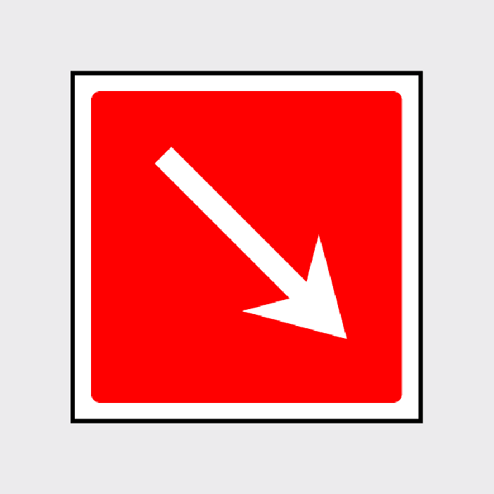 Red Right Down Arrow Sign | Directional Safety Notice