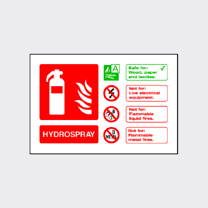 Hydrospray Fire Extinguisher Sign | Fire Safety Notice