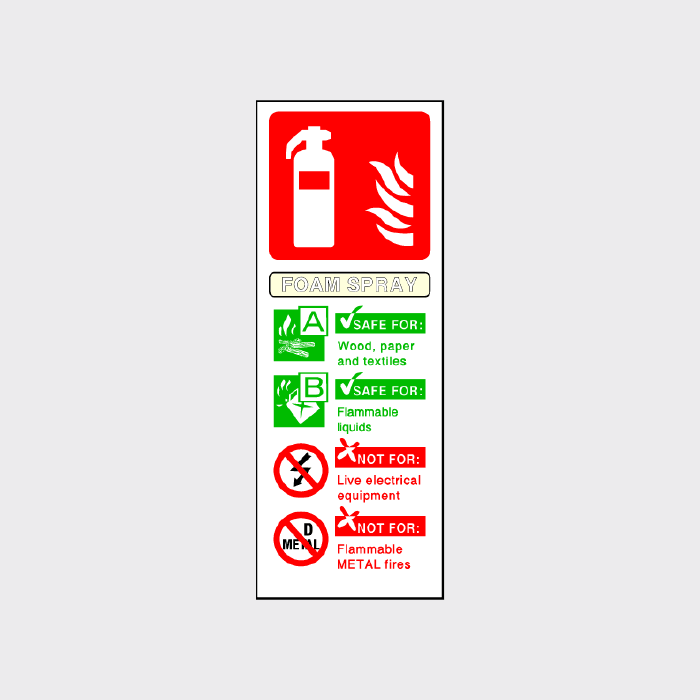 Foam Spray Fire Extinguisher Sign | Fire Safety Notice
