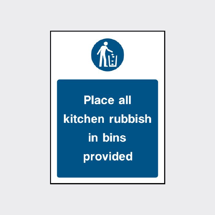 Kitchen Rubbish Disposal Sign | Keep Food Areas Clean