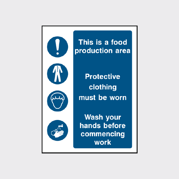 Food Production Area Safety Sign | Hygiene & Safety Notice