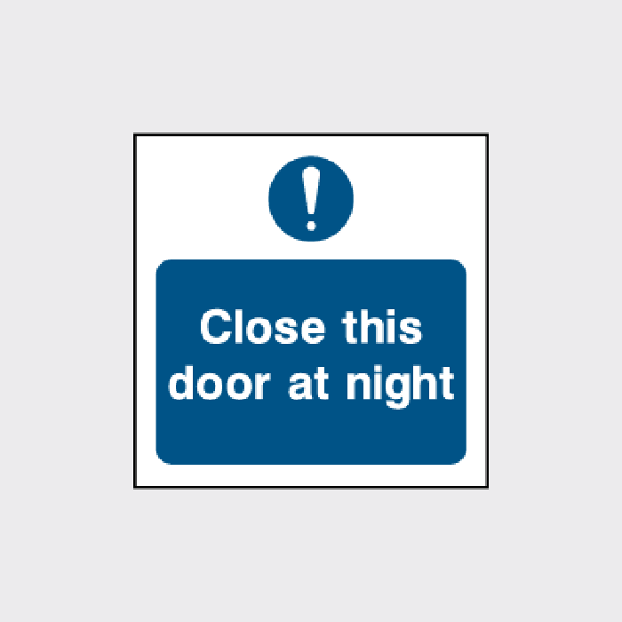 Close This Door at Night Sign | Fire Safety & Security