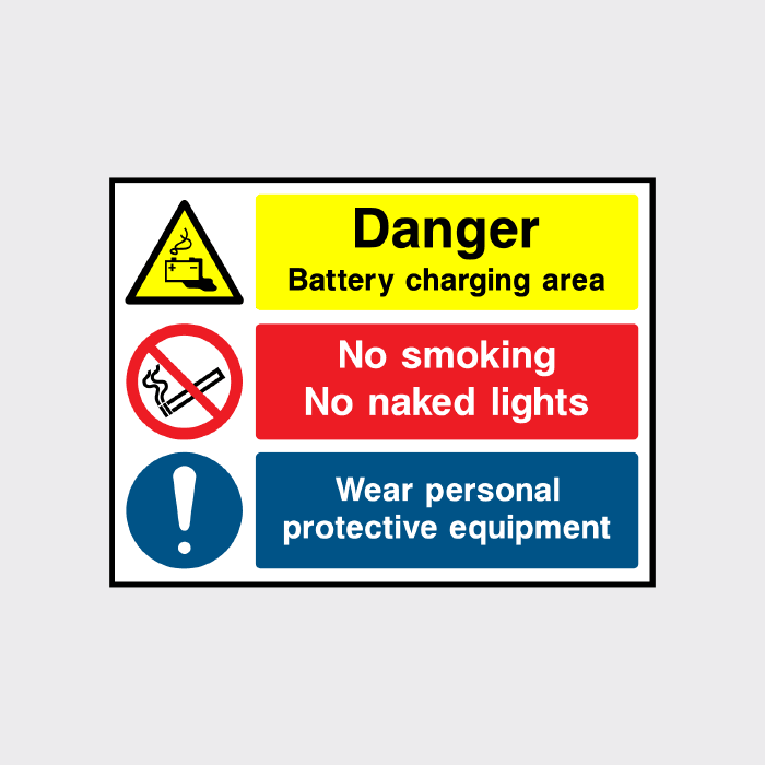 Danger Battery Charging Area Multi Message Sign | Workplace Safety