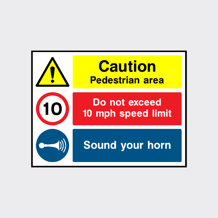 Caution Pedestrian area sign - GARA0044 – The Safety Sign Shop
