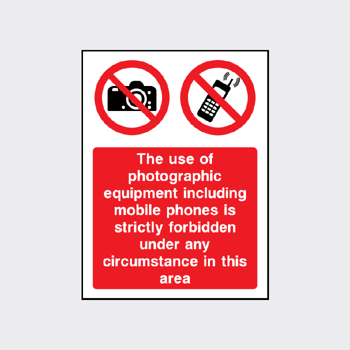 No Photography or Mobile Phones Sign | Protect Privacy & Security