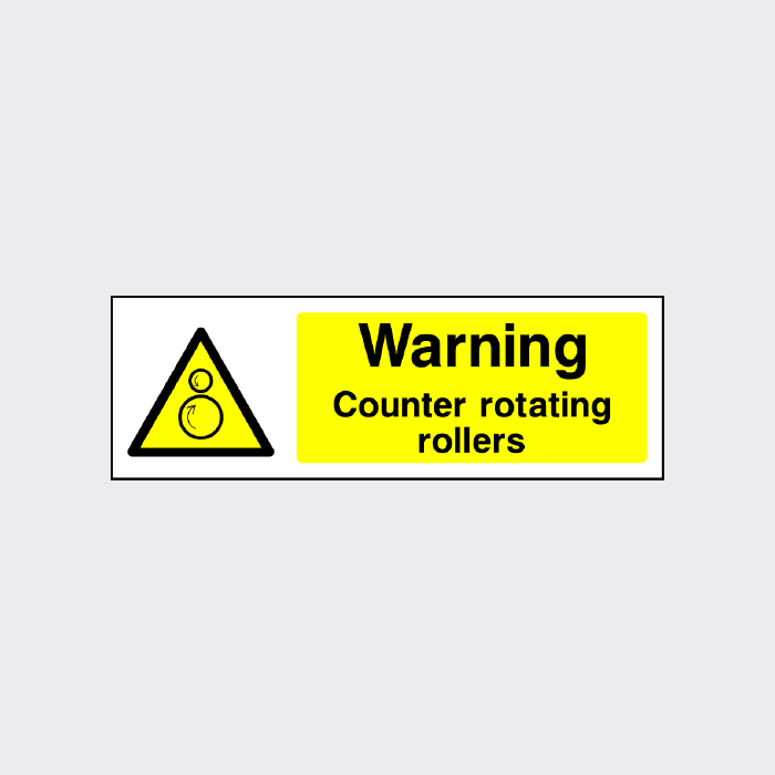 Warning Counter Rotating Rollers Sign - Landscape - The Safety Sign