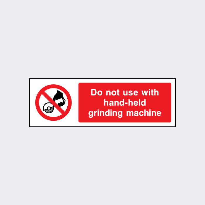 Do not use with hand-held grinding machine sign L