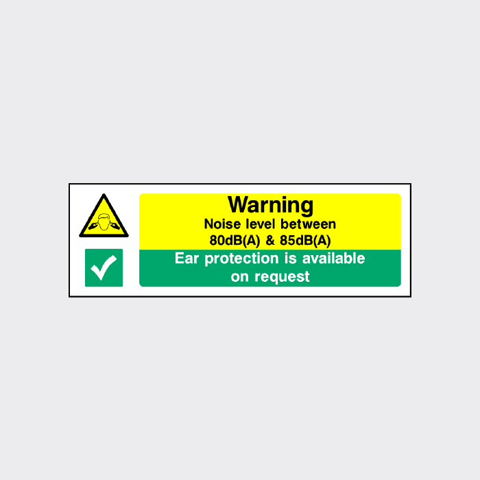 Warning Noise level between 80dB(A) and 85dB (A) Sign - The Safety Sign