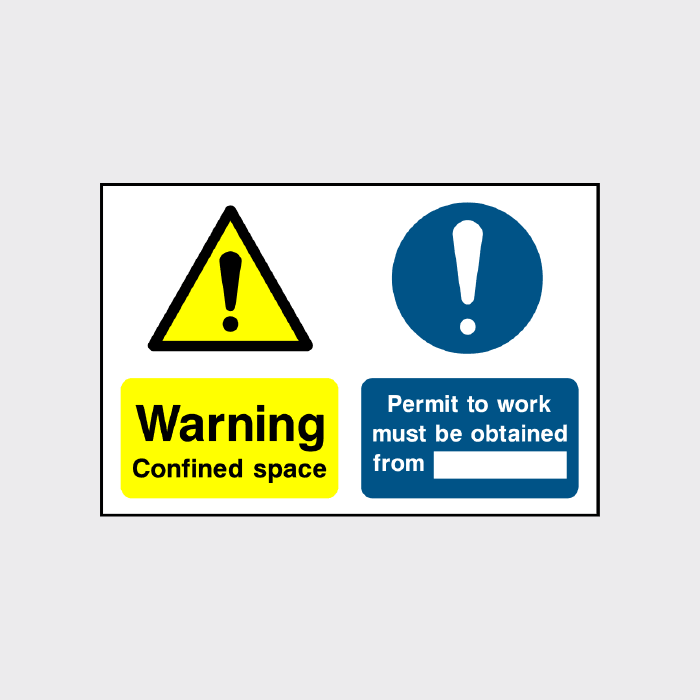 Warning Confined space - Permit to work must be obtained sign - MULT00 ...
