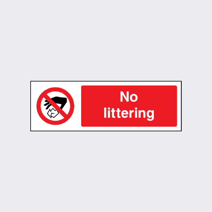 No Littering Sign Close Up View Of No Littering Sign Board In A Public