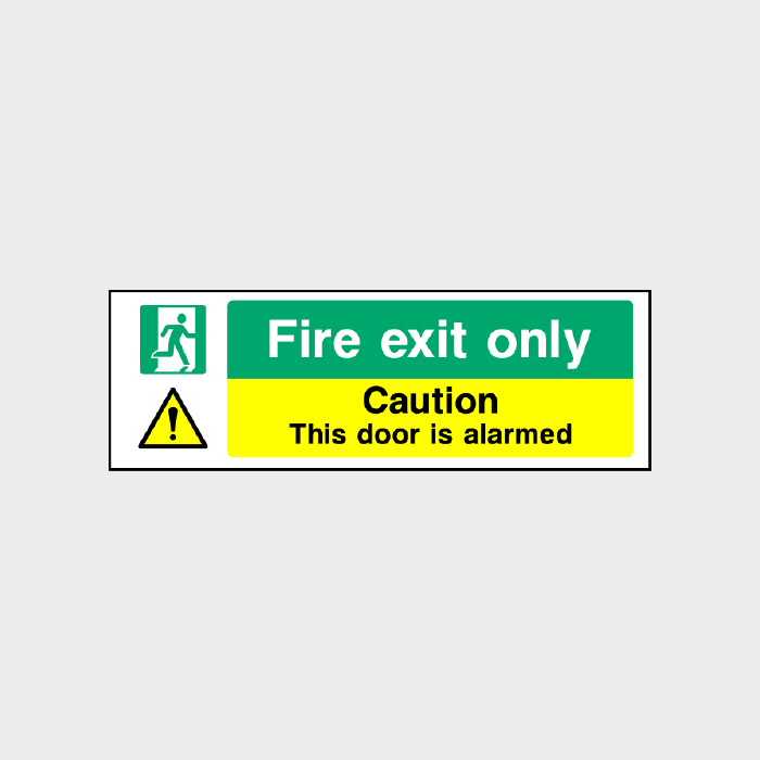 Fire Exit Only Caution This door is alarmed Sign - The Safety Sign