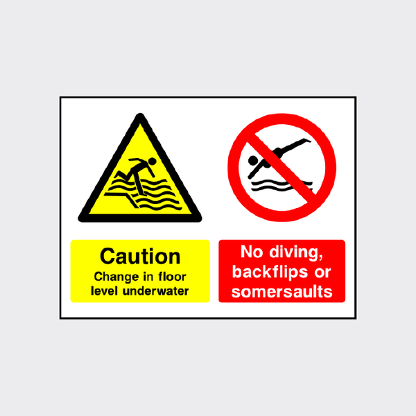 Caution Change in Floor Level Underwater Sign - The Safety Sign Shop