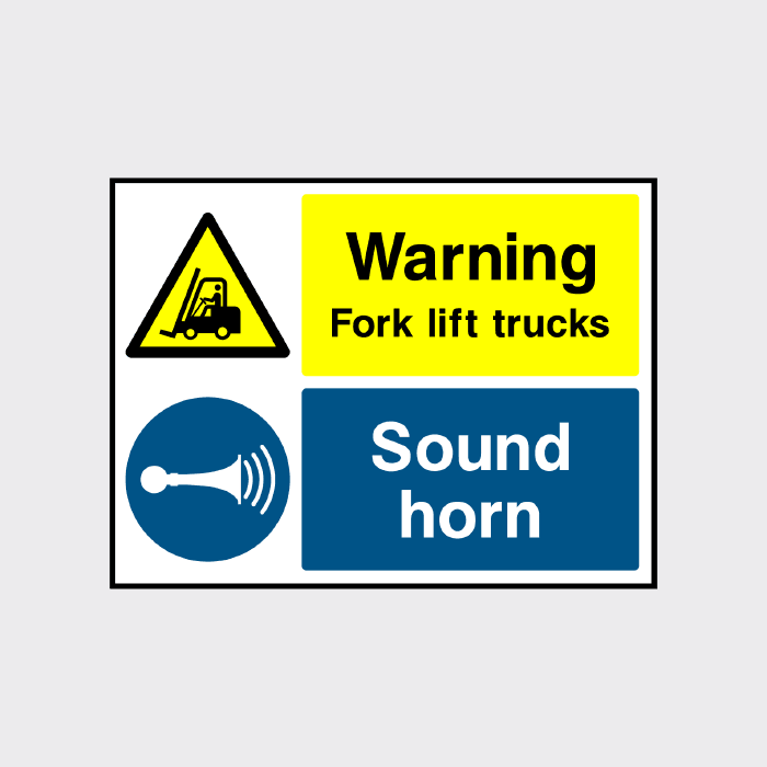 Warning Fork lift trucks sound horn Sign